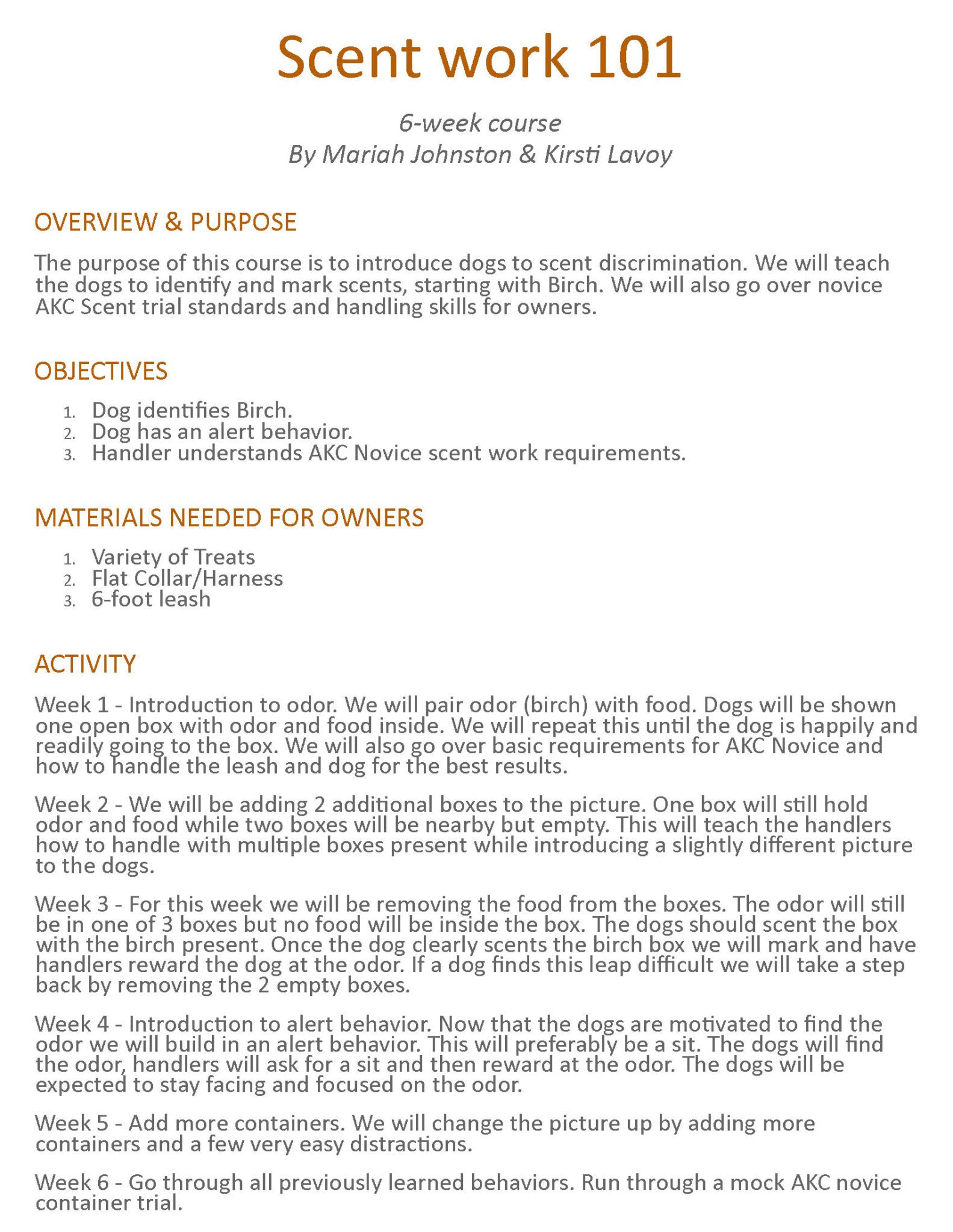 Scent Work - Mason&Dixon Kennel Club